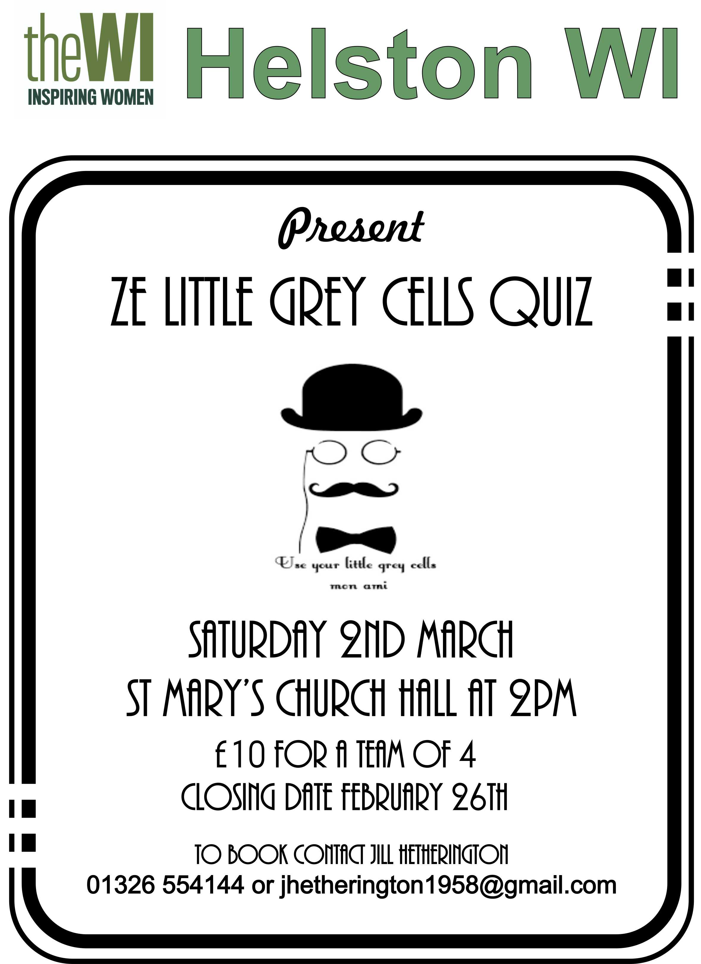 Helston WI to Host Quiz! – CORNWALL FEDERATION OF WOMEN'S INSTITUTES