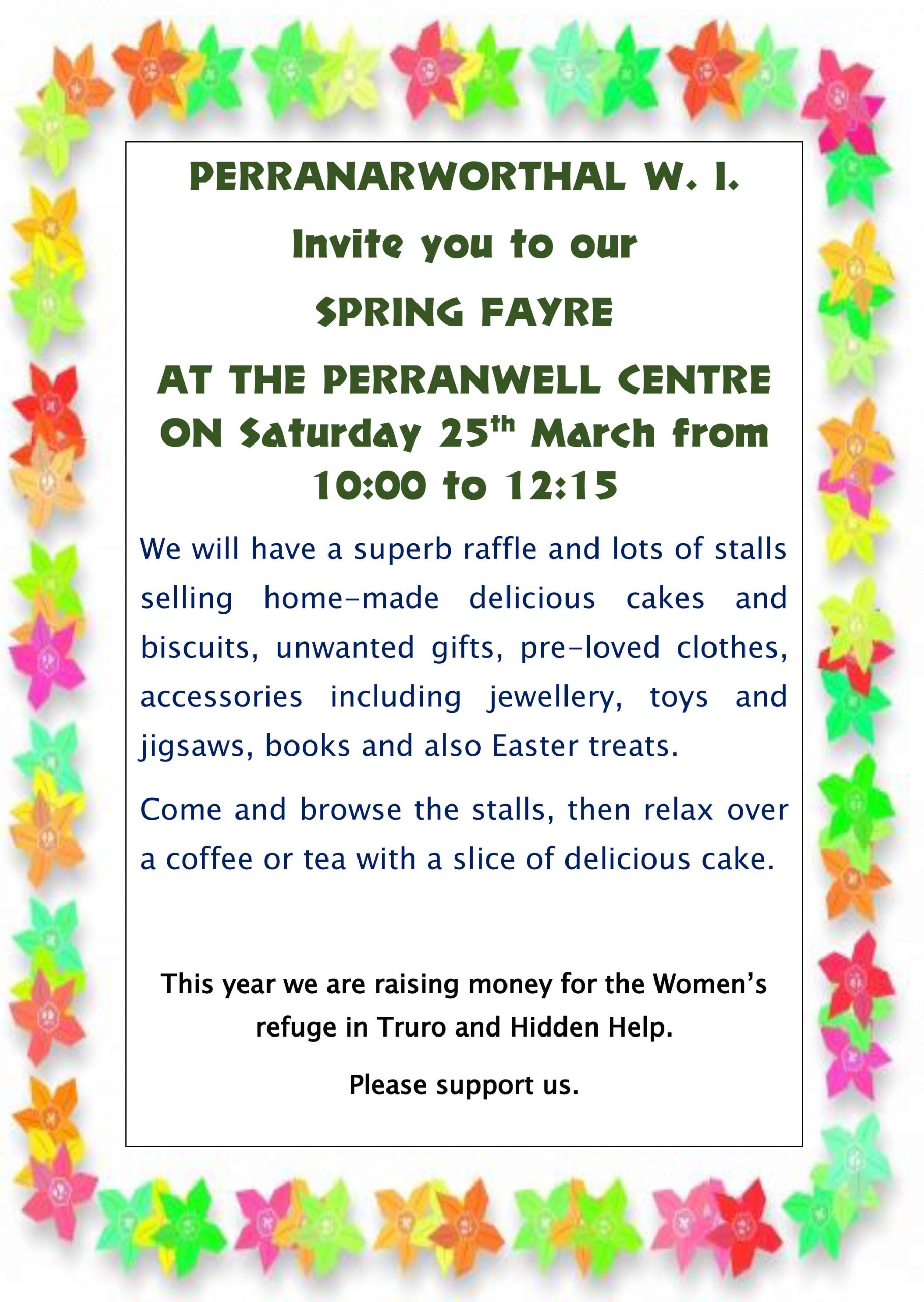 Perranarworthal WI’s Spring Fayre – CORNWALL FEDERATION OF WOMEN'S ...